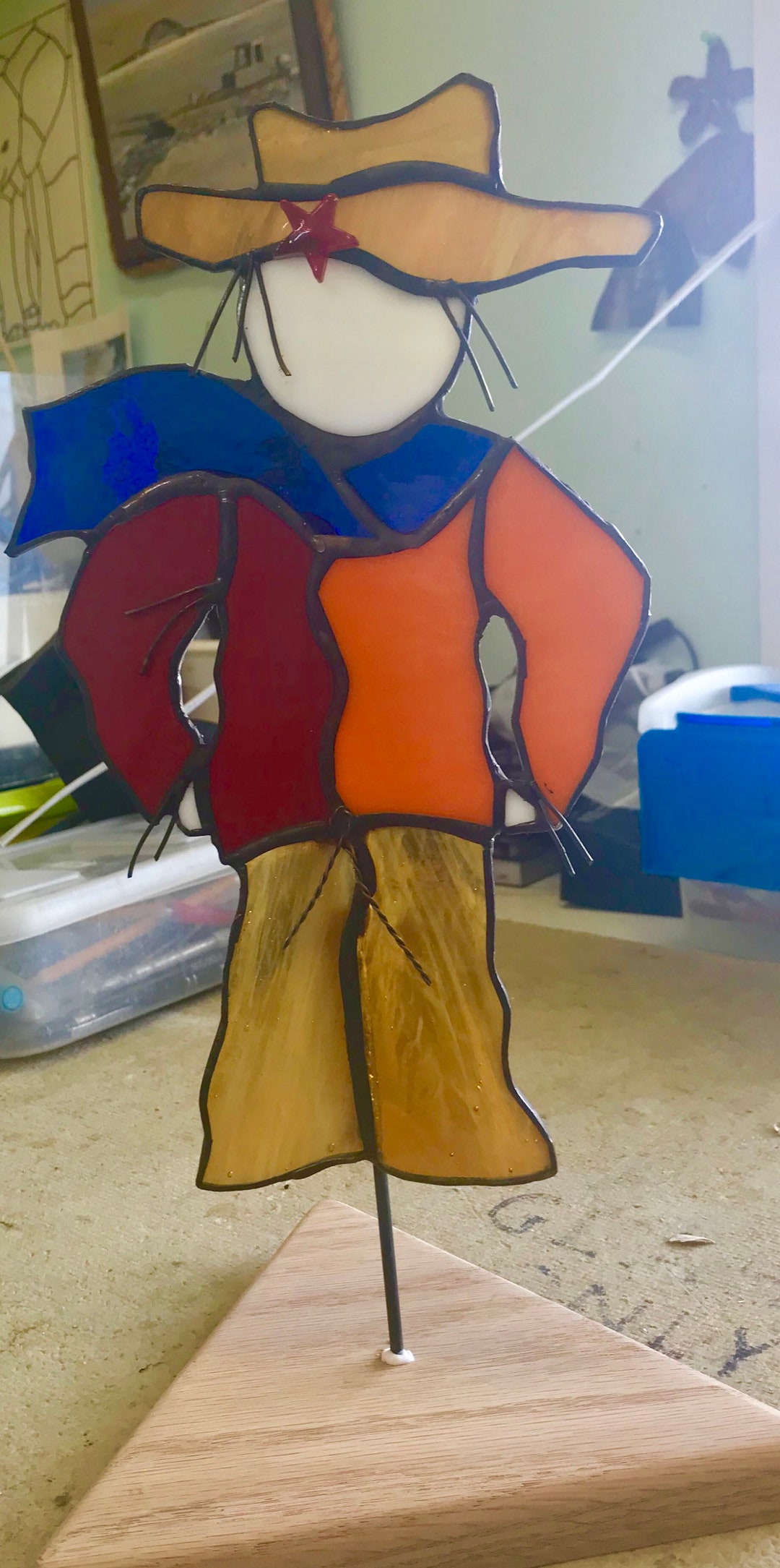 Standing Stained Glass Scarecrow - Etsy