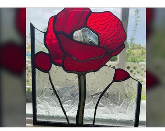 Stained Glass Poppy Flower Yellow,orange,red,purple,pink,blue Glass ...
