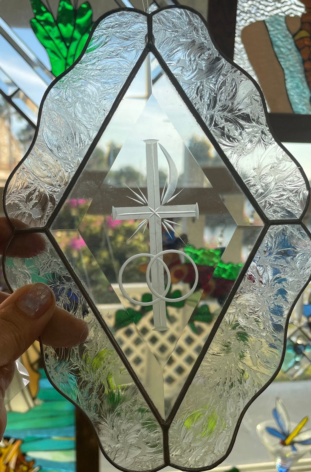 Wedding Rings- Stained Glass Beveled Piece - Etsy