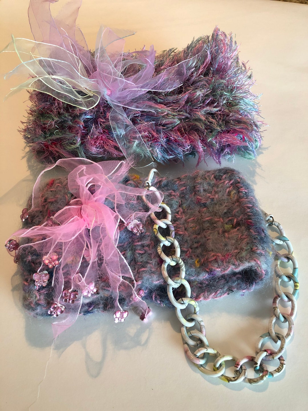 Chain Link Headbands or Necklace With Matching Crocheted Headband Set ...