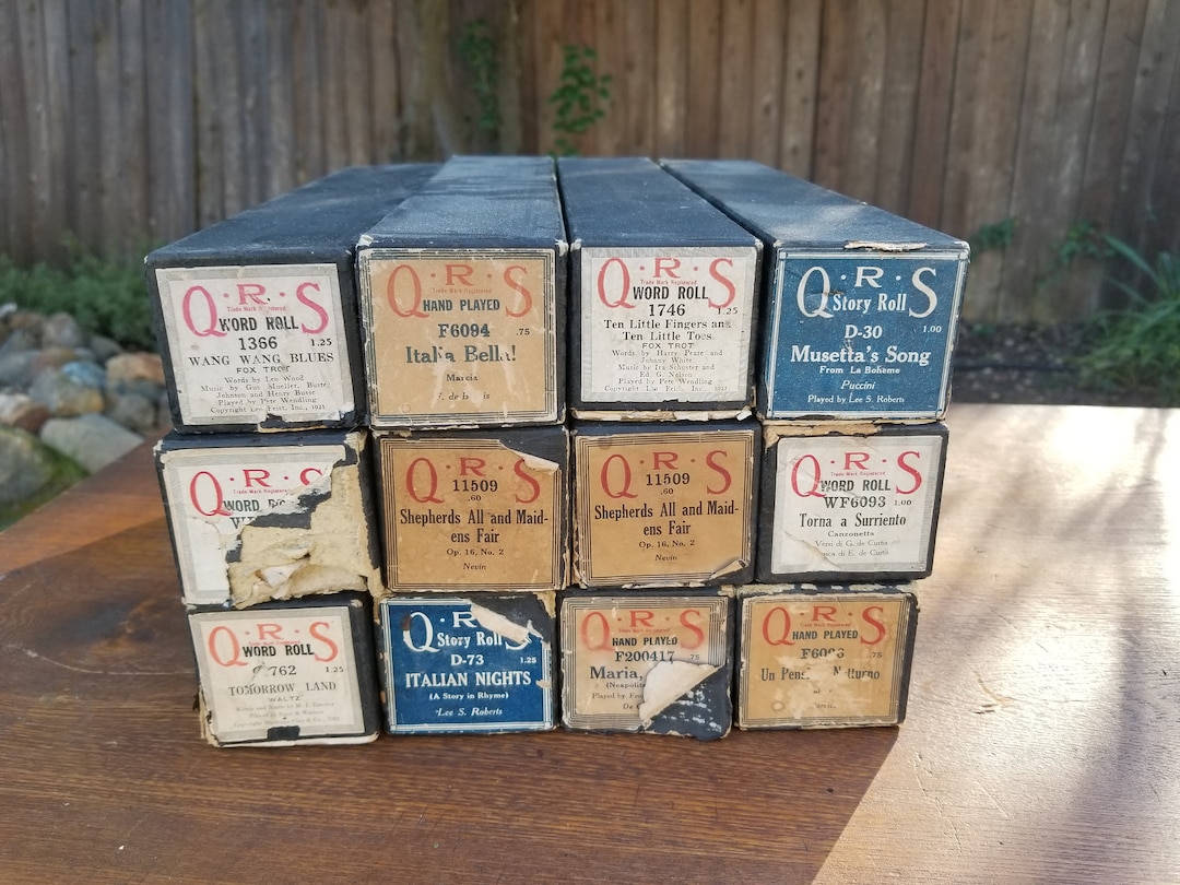 Antique 1920's Player Piano QRS Word Rolls Lot of 12 in Original Boxes ...