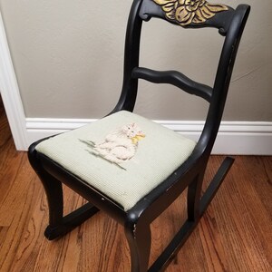 Children's Vintage Duncan Phyfe Rose Back Rocking Chair With Kitten ...