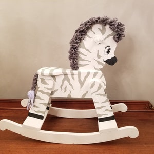 Vintage Hand Painted Wooden Zebra Rocking Horse With New Mane & Tail - Etsy