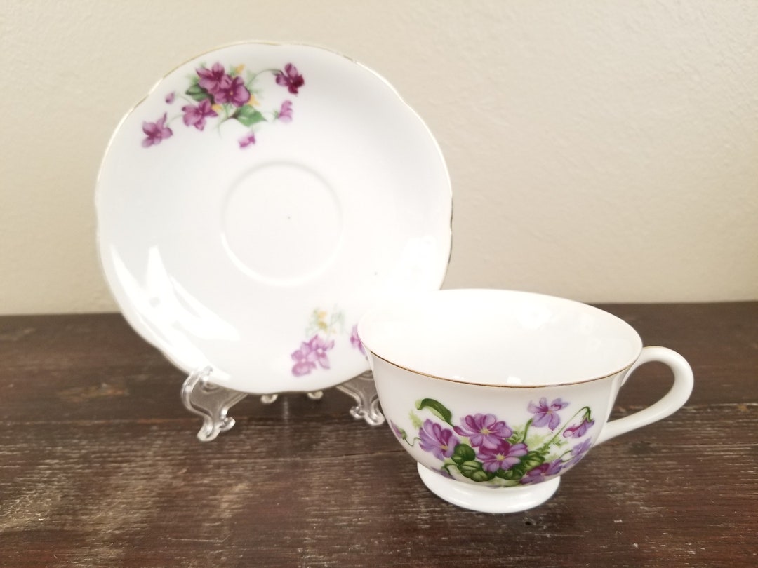 Vintage Noritake Morimura Japan Violets or Viola Floral Teacup & Saucer ...