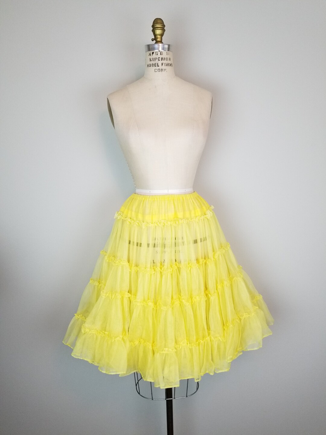 Vintage 1950's Ruffled Yellow Very Full Petticoat Crinoline by Nita ...