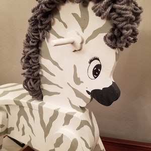 Vintage Hand Painted Wooden Zebra Rocking Horse With New Mane & Tail - Etsy