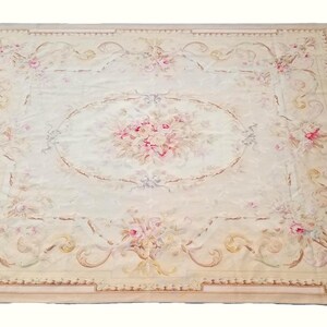 Gorgeous Antique French Aubusson Pastel Rug Cream + Pink Roses ...
