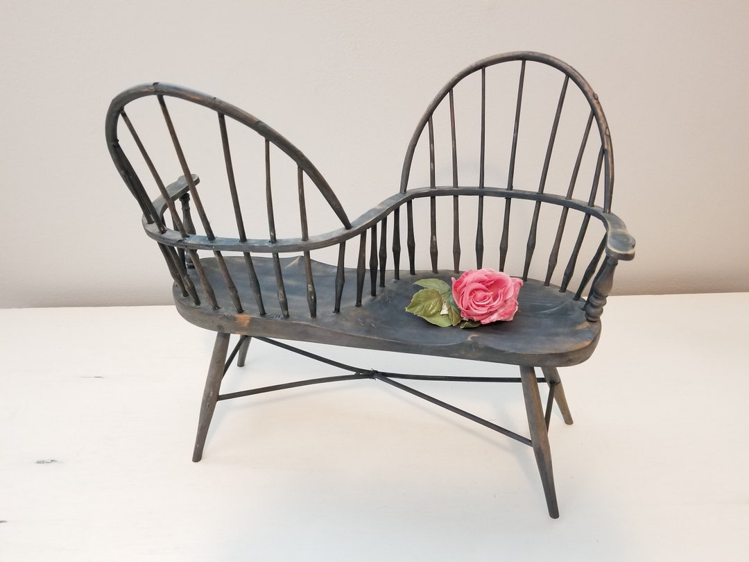 Vintage Doll Mini Love Seat / Kissing Bench Wooden Windsor Style ...