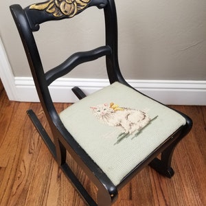 Children's Vintage Duncan Phyfe Rose Back Rocking Chair With Kitten ...