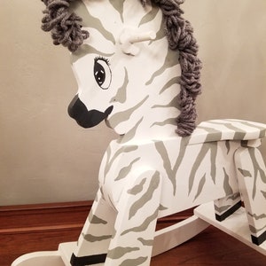 Vintage Hand Painted Wooden Zebra Rocking Horse With New Mane & Tail - Etsy