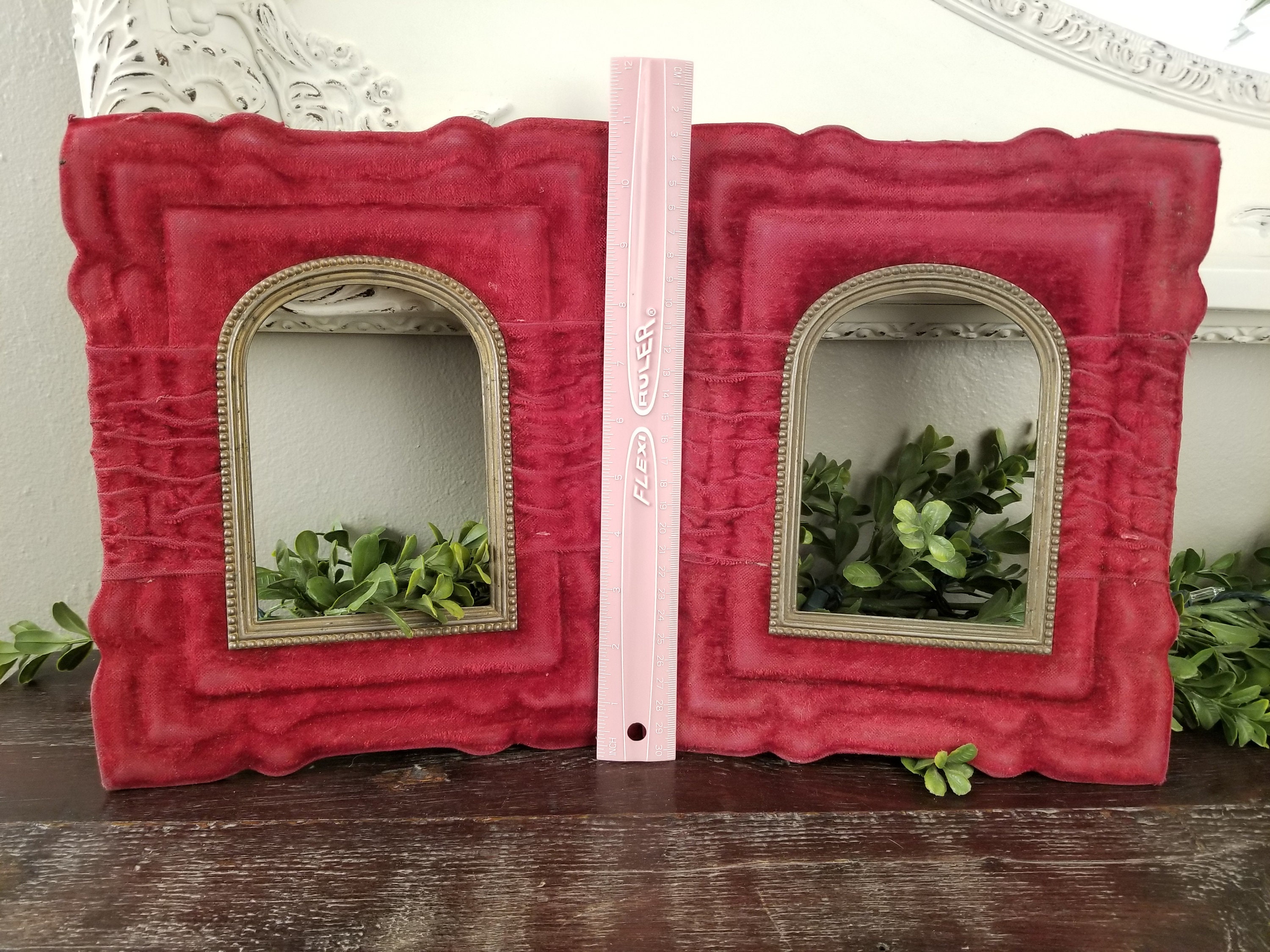 Antique Victorian Rare Pair of Red Velvet Picture Frames With Gilt ...