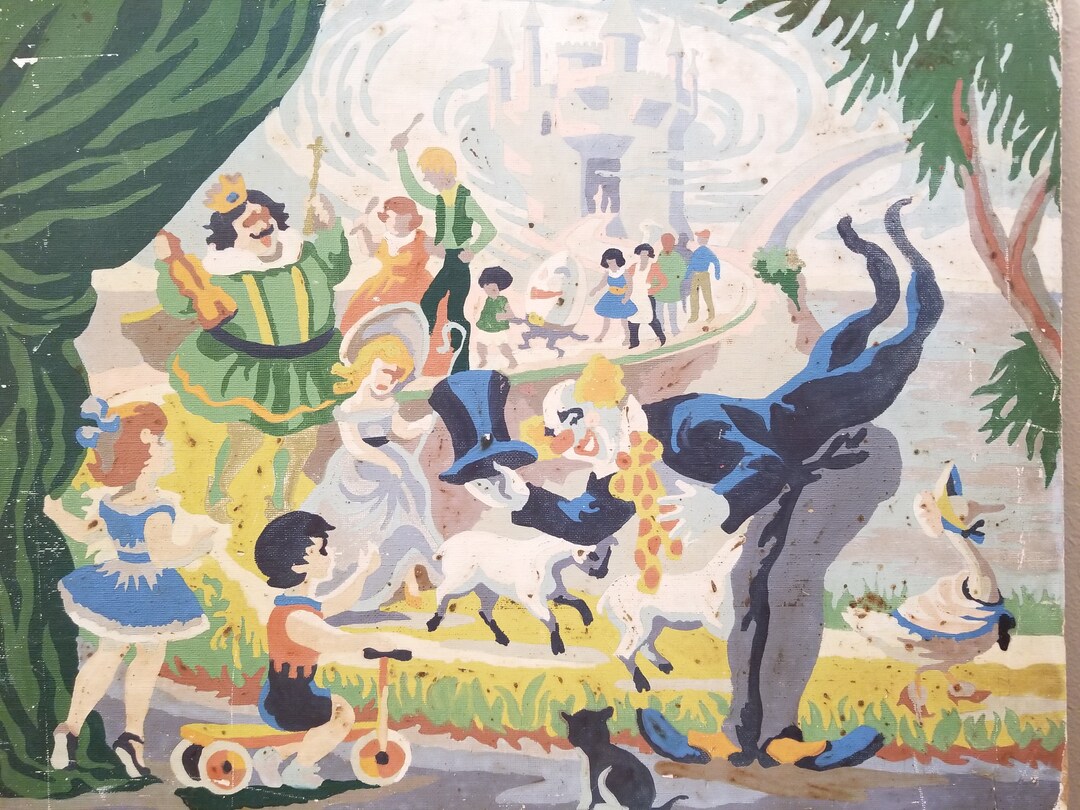 Vintage " Children's Fairyland " Circus Paint by Number Children Clowns ...