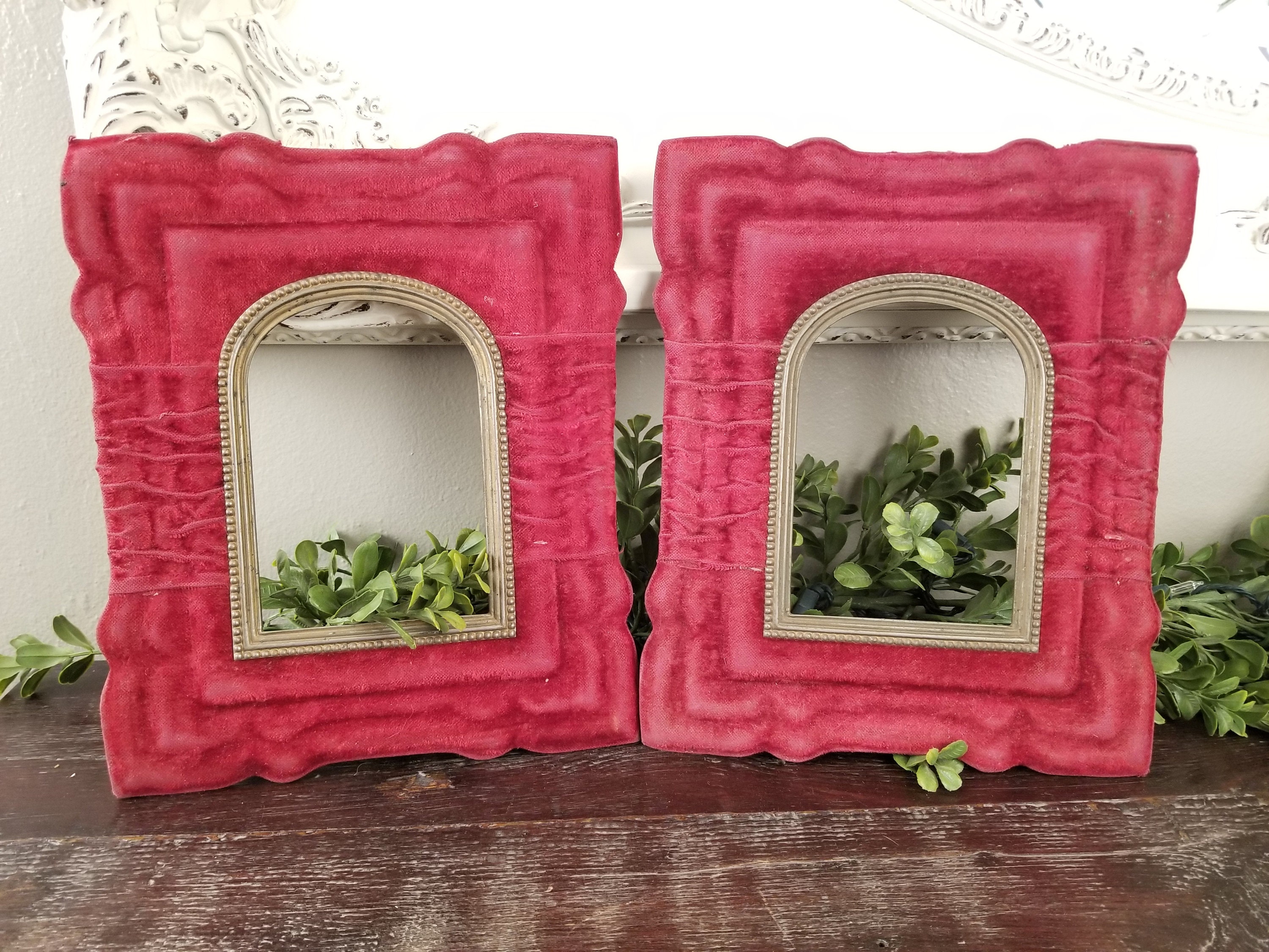 Antique Victorian Rare Pair of Red Velvet Picture Frames With Gilt ...