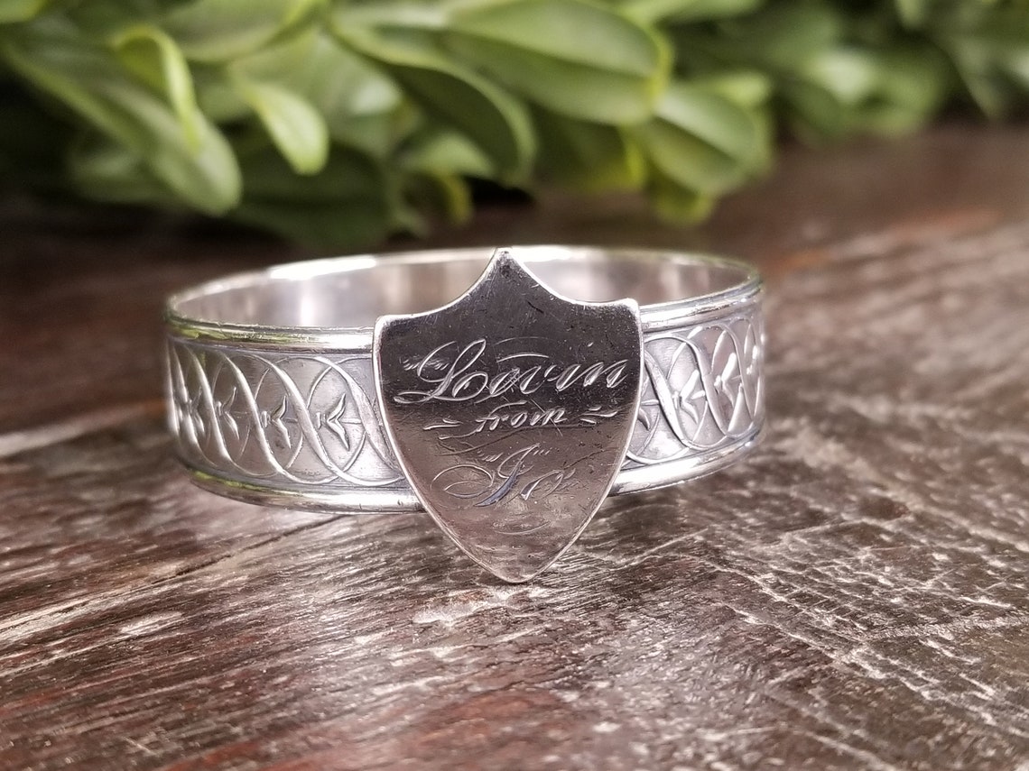 Antique 1860's Gorham Silverplate Engraved Napkin Ring W/ Shield ...