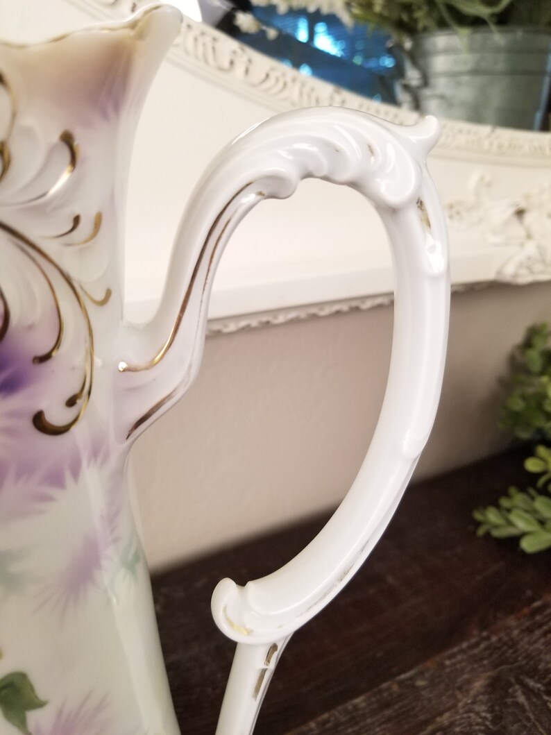 Antique RS Prussia Tall Porcelain Pitcher With Roses Gilding - Etsy