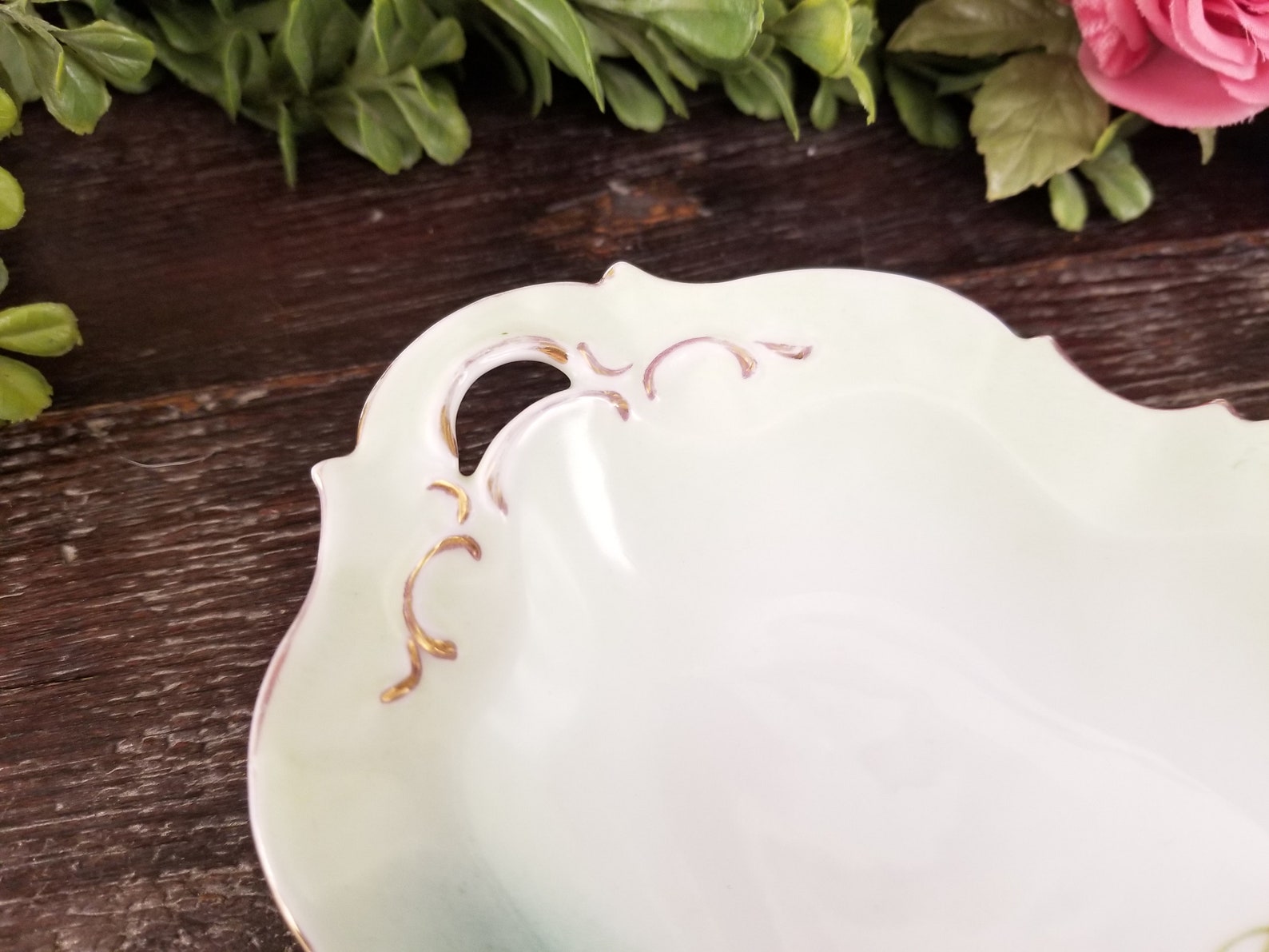 Antique German 12 1/4" Oval Celery or Relish Dish With Florals ...