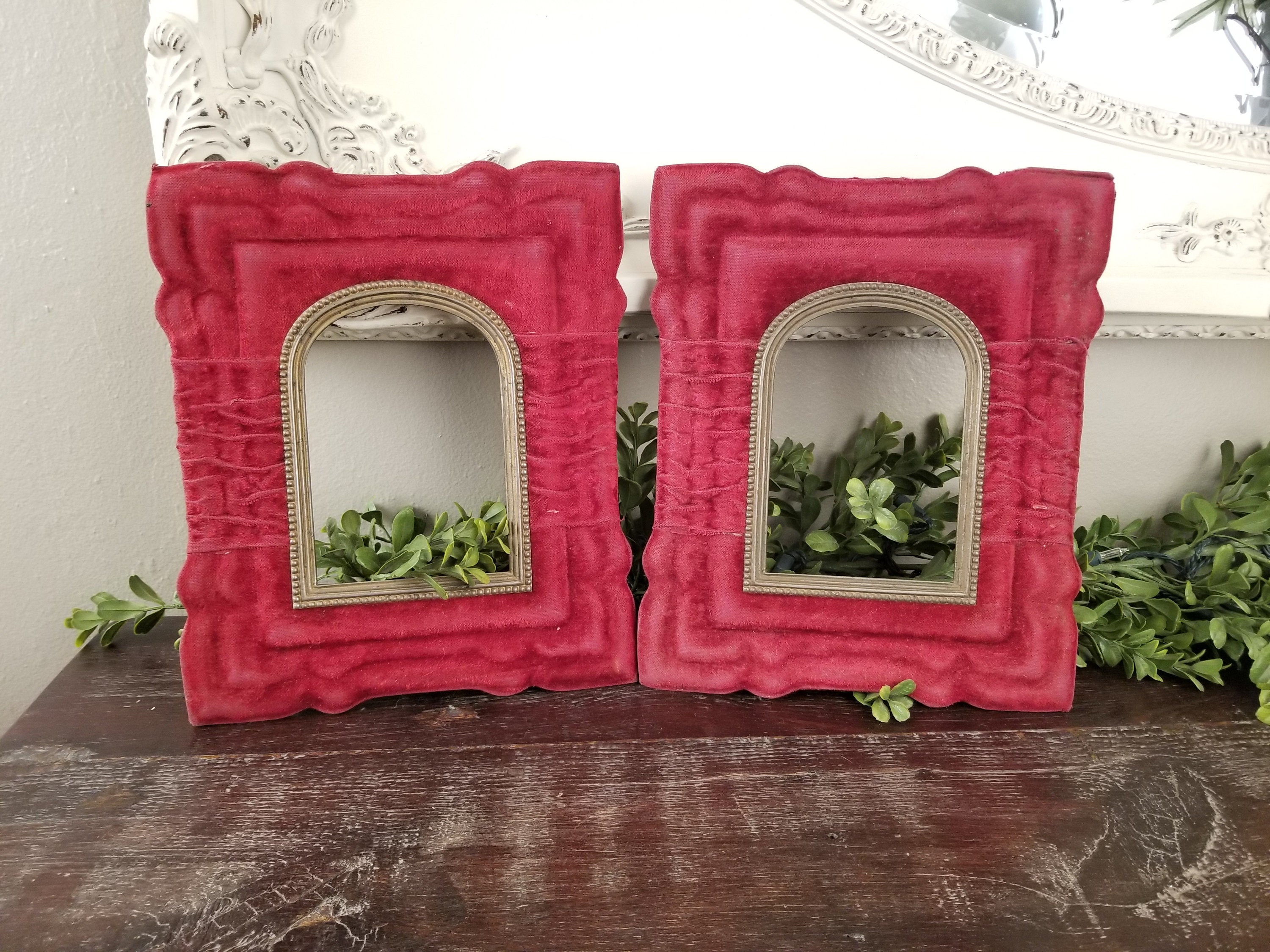 Antique Victorian Rare Pair of Red Velvet Picture Frames With Gilt ...
