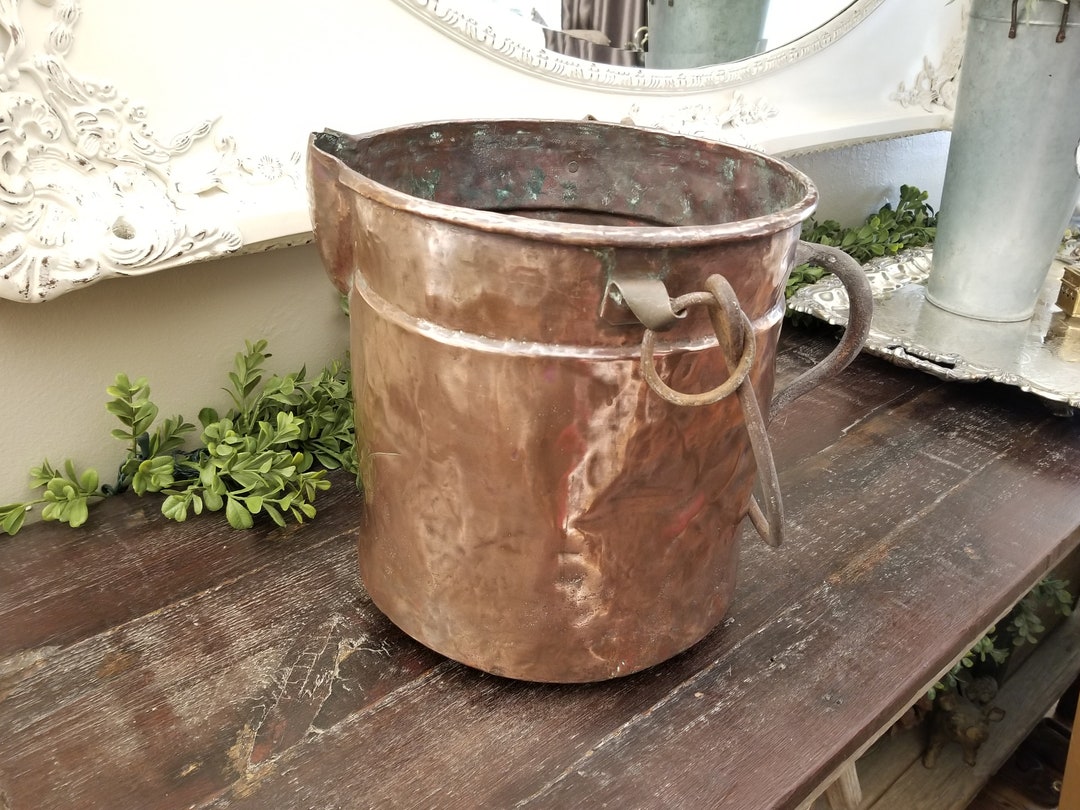 Antique 19th Century Large Hand Hammered Copper Pail - Etsy