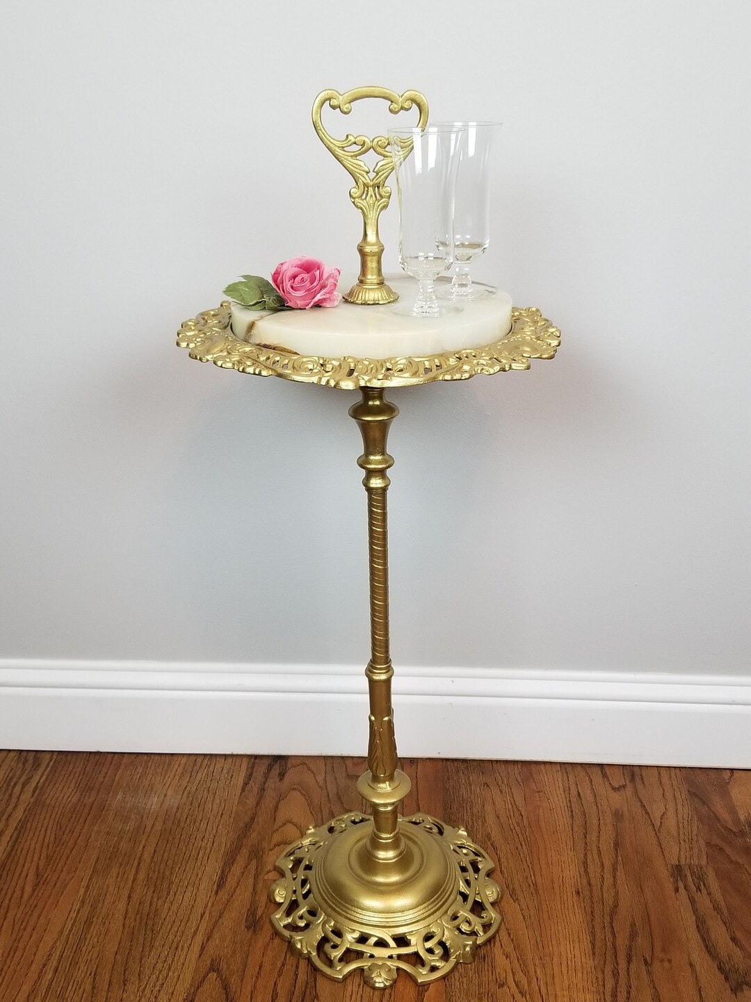 Vintage 1930's French Gueridon Art Nouveau Onyx & Gilt Cast Metal ...