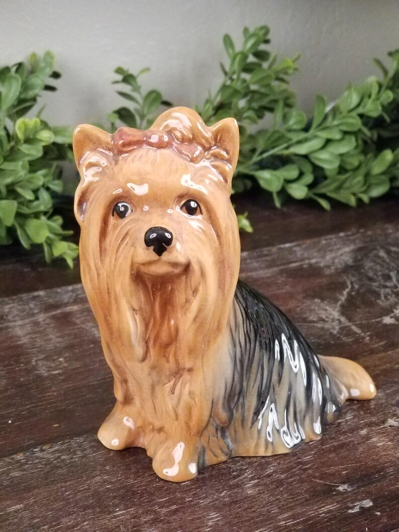 Vintage 1950's Sylvac Yorkshire Terrier Dog With Pink Bow Yorkie ...