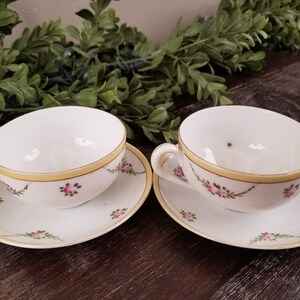 Vintage Pair Noritake Morimura Demitasse Pink Rose Garlands W/ Yellow ...