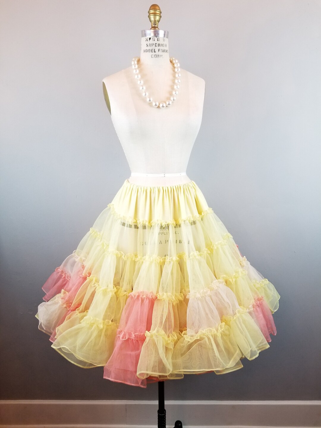 Vintage 1950's Ruffled Very Full Yellow & Peach Petticoat Crinoline - Etsy