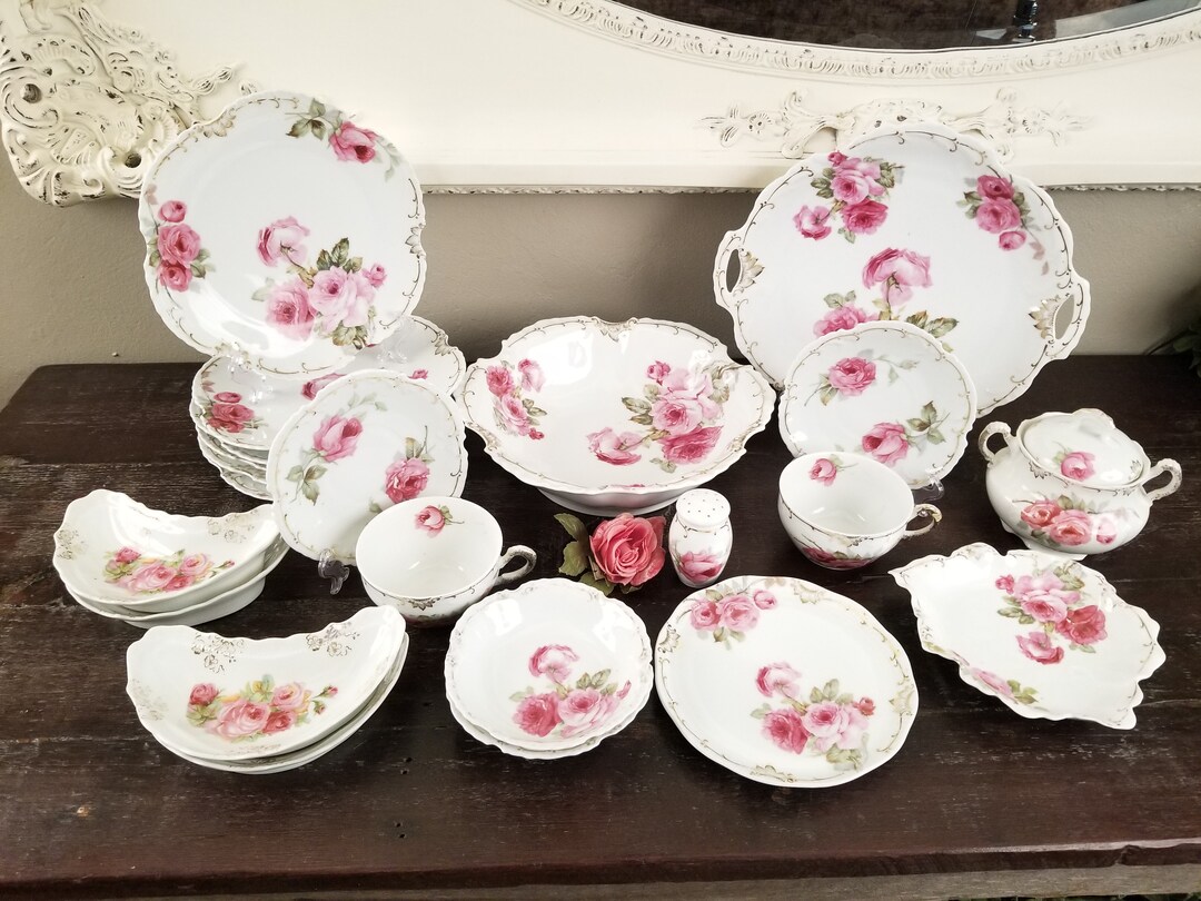 Antique Marseille Zs&co Bavaria Hand Painted Pink Roses Porcelain Dish ...