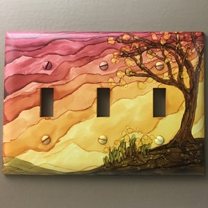 Rustic Sunset Tree Light Switch Cover Hand Painted With - Etsy