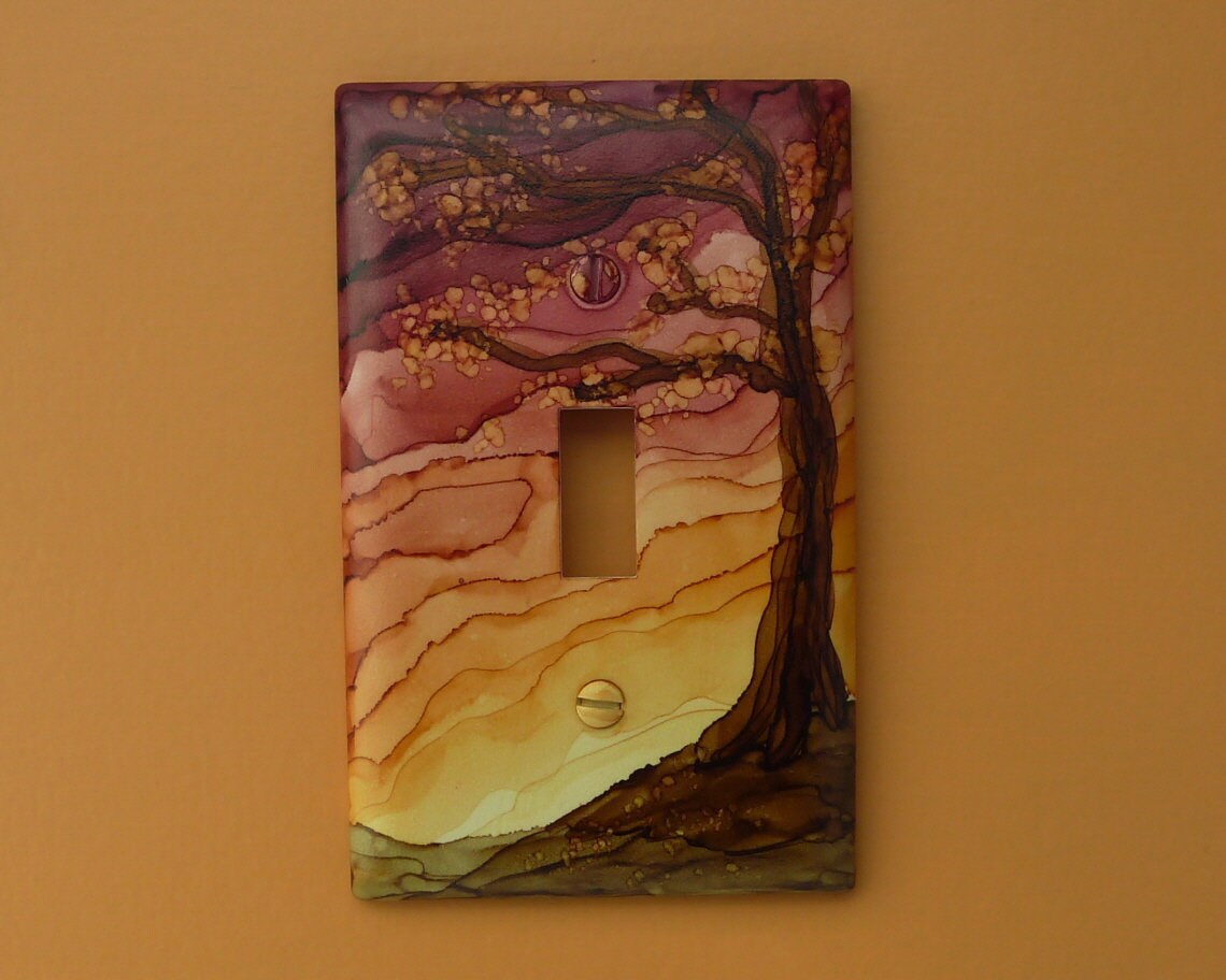 Rustic Sunset Tree Light Switch Cover Hand Painted With - Etsy