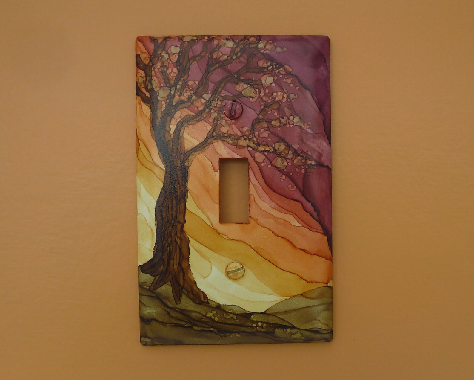 Rustic Sunset Tree Light Switch Cover Hand Painted With - Etsy