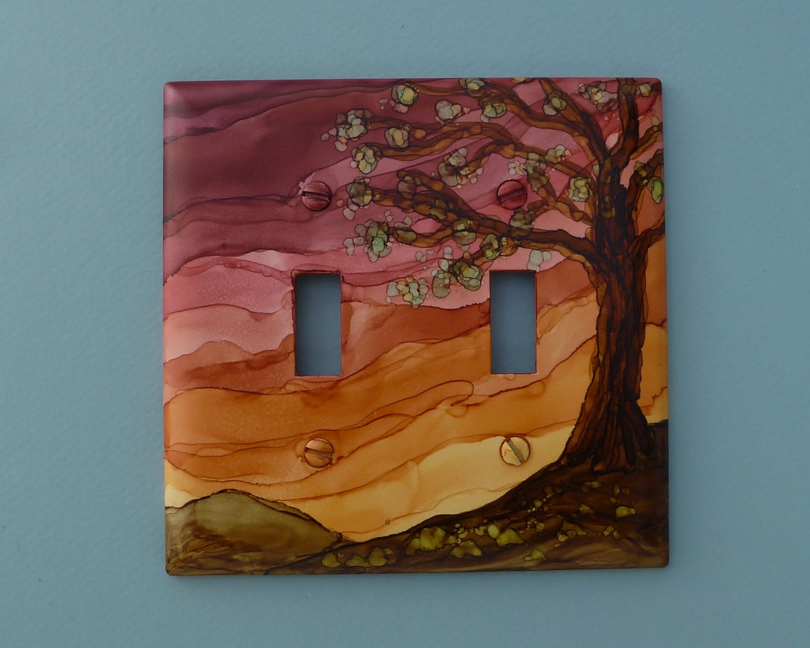 Rustic Sunset Tree Light Switch Cover Hand Painted With - Etsy