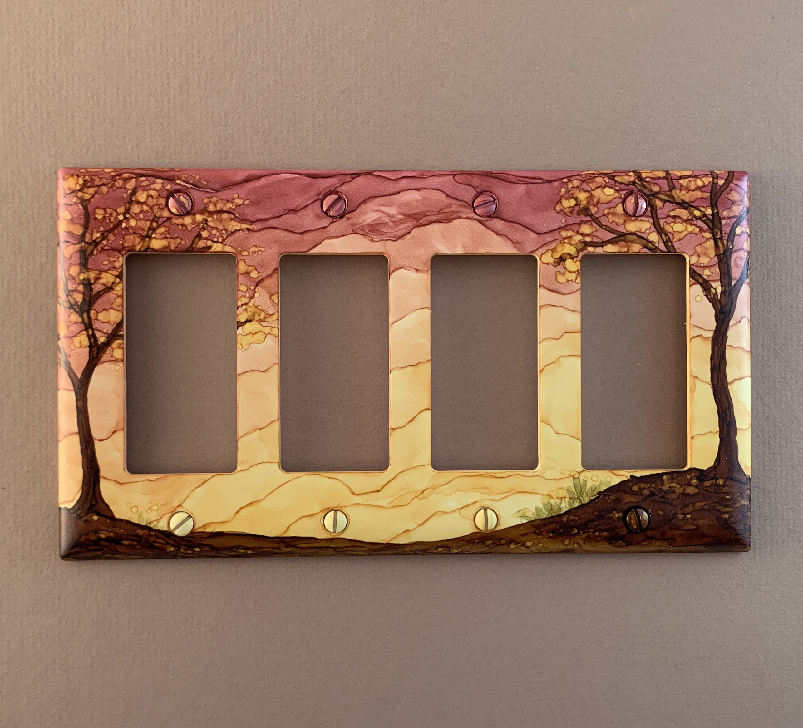 Rustic Sunset Tree Light Switch Cover Hand Painted With - Etsy