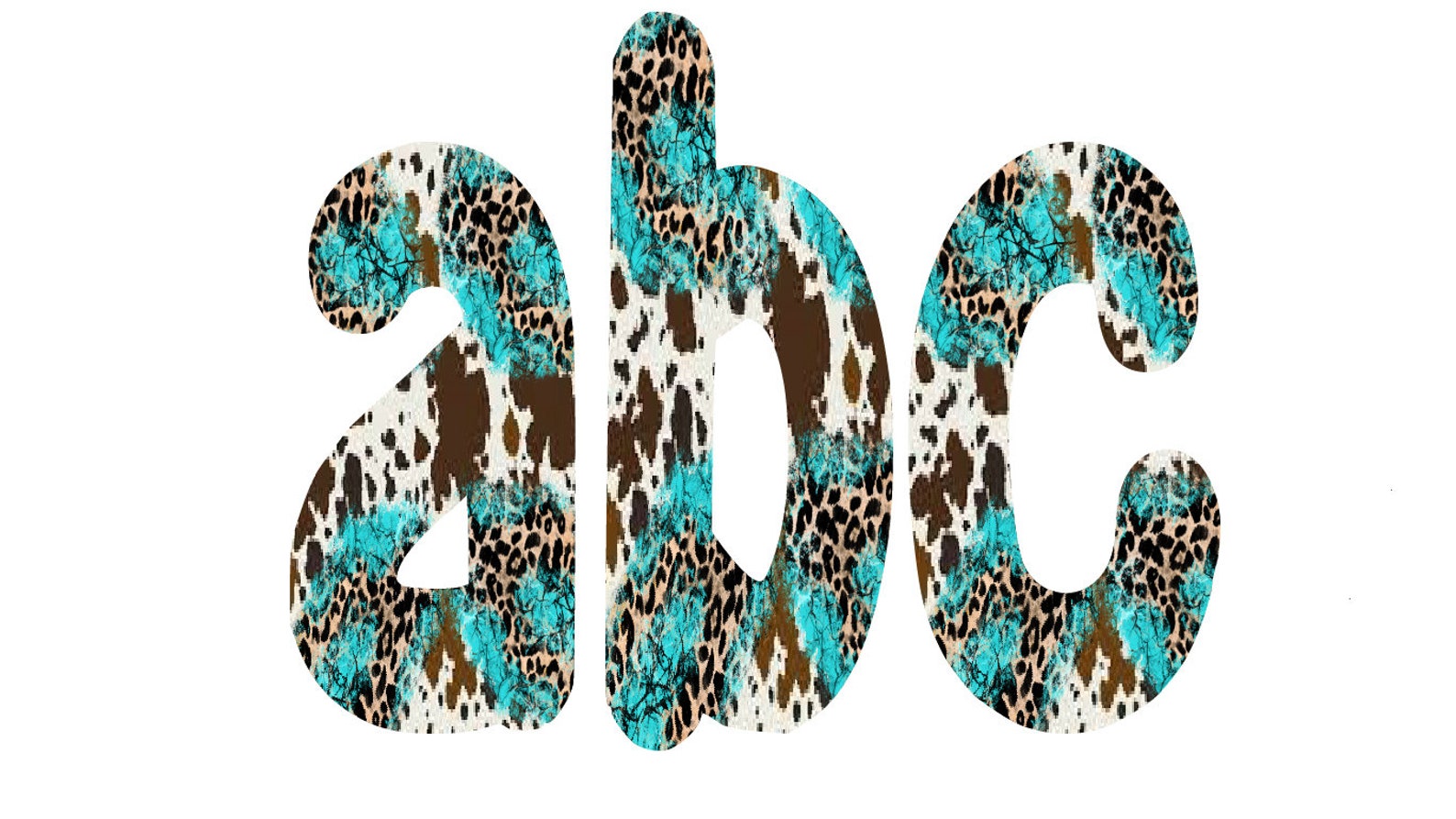 Cow Print Turquoise Alpha Font Sublimation Design Download - Etsy