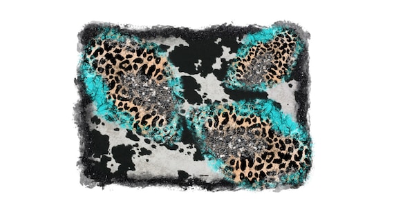 Cow Print Turquoise Glitter Background Sublimation Design - Etsy Norway