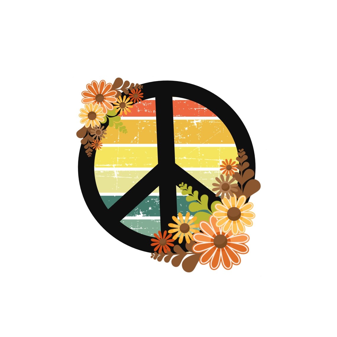 Retro Floral Peace Sign Sublimation Design Download PNG - Etsy