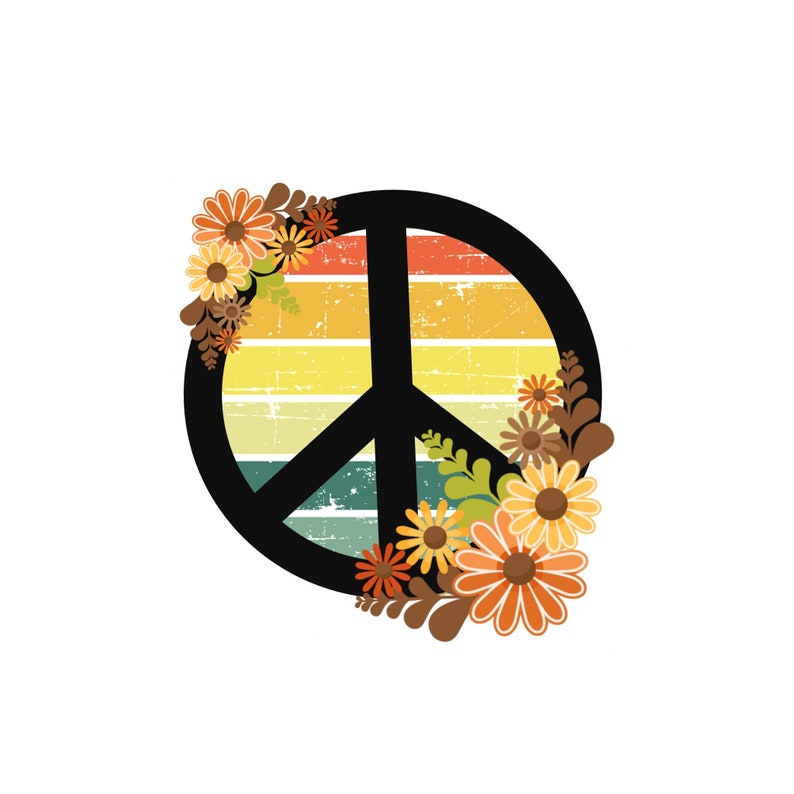 Retro Floral Peace Sign Sublimation Design Download PNG - Etsy