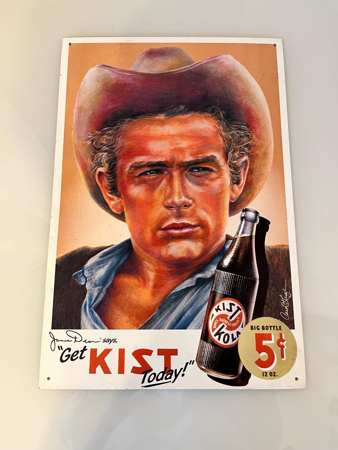 James Dean Get Kist Today Metal Sign Ad Kist Kola James Dean Foundation 1996 USA - Etsy