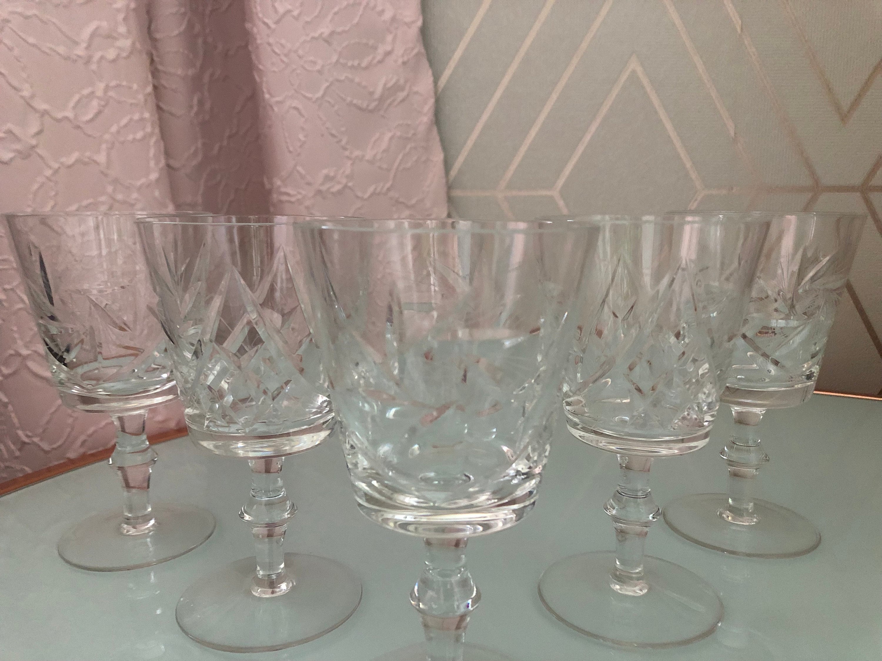 RARE Vintage Crystal Wine Glass Water Goblets Pinwheel Sears Set 5 ...