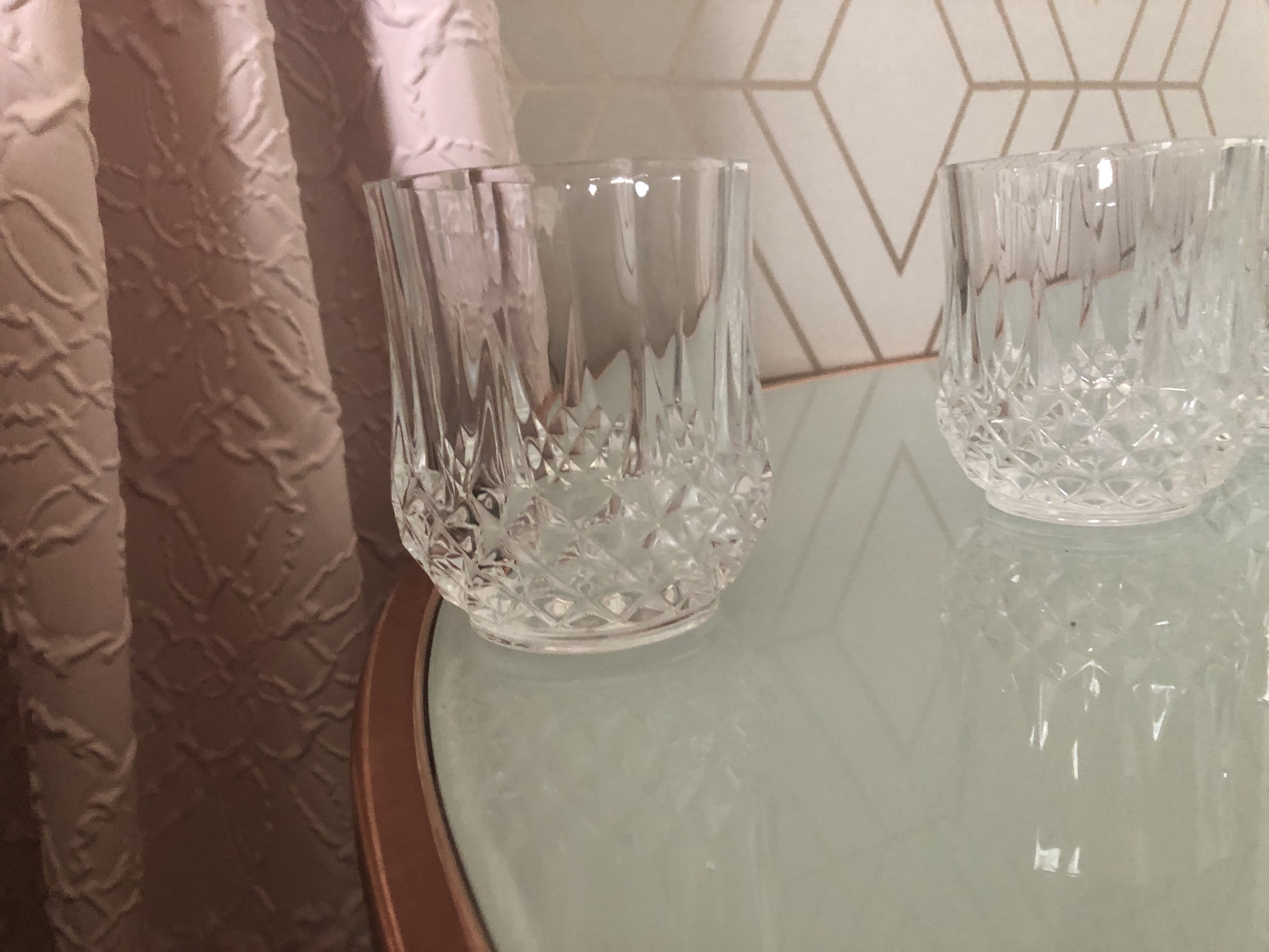 Set Of 6 Double Old Fashioned Whiskey Rocks Clear Crystal Longchamp