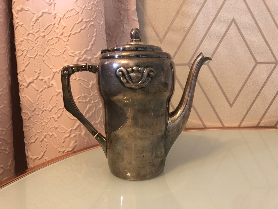 Antique Victorian Danish Silverplate Teapot Coffee Pot Hollowware Queen ...