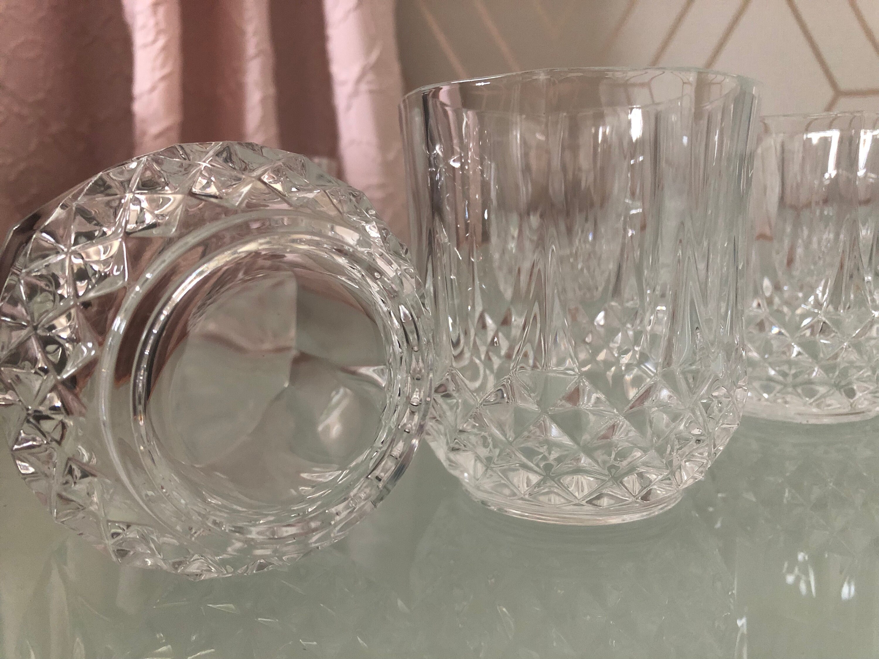 Set Of 6 Double Old Fashioned Whiskey Rocks Clear Crystal Longchamp
