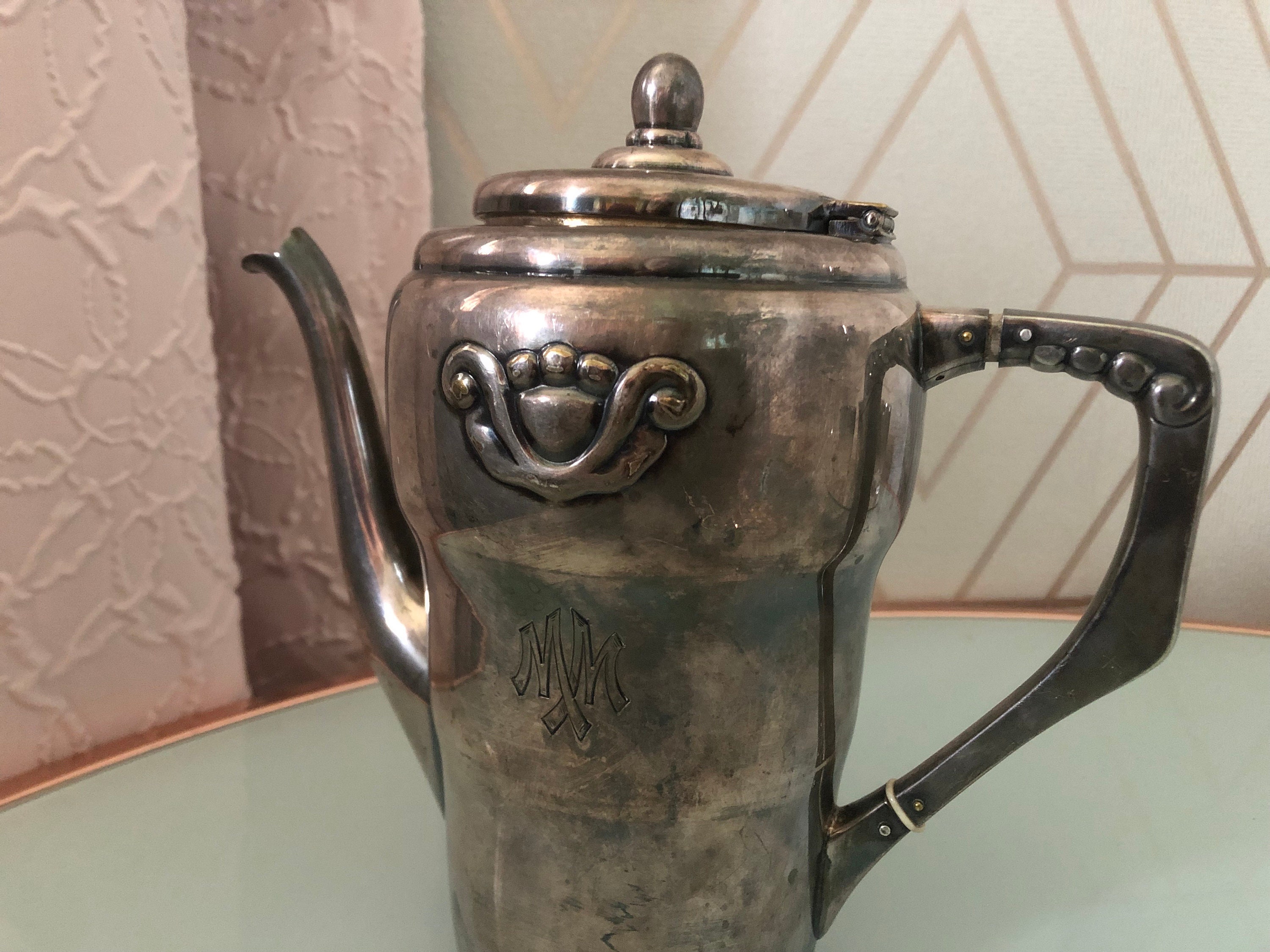 Antique Victorian Danish Silverplate Teapot Coffee Pot Hollowware Queen ...