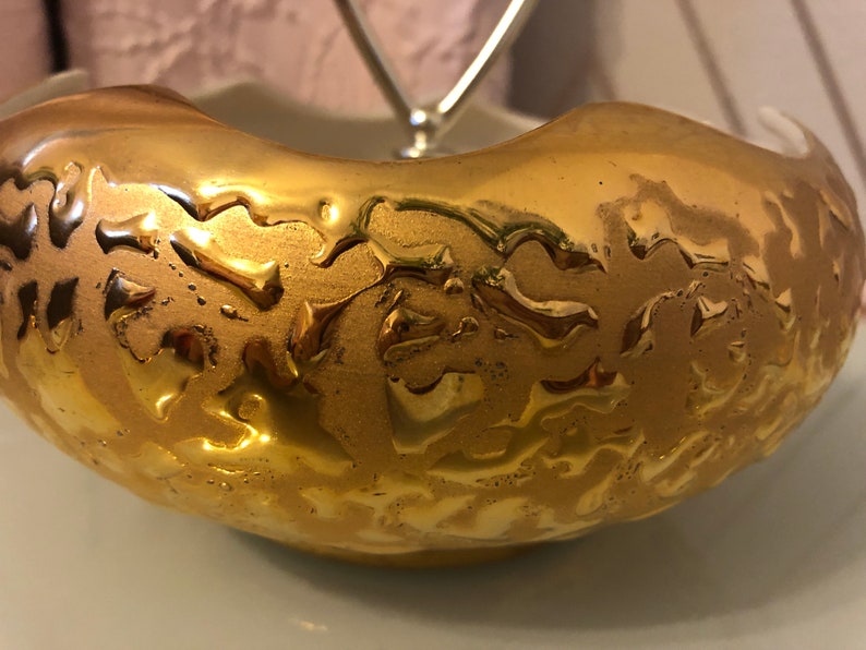 Weeping Bright Gold Decorative Candy Bowl With Handle 22K - Etsy