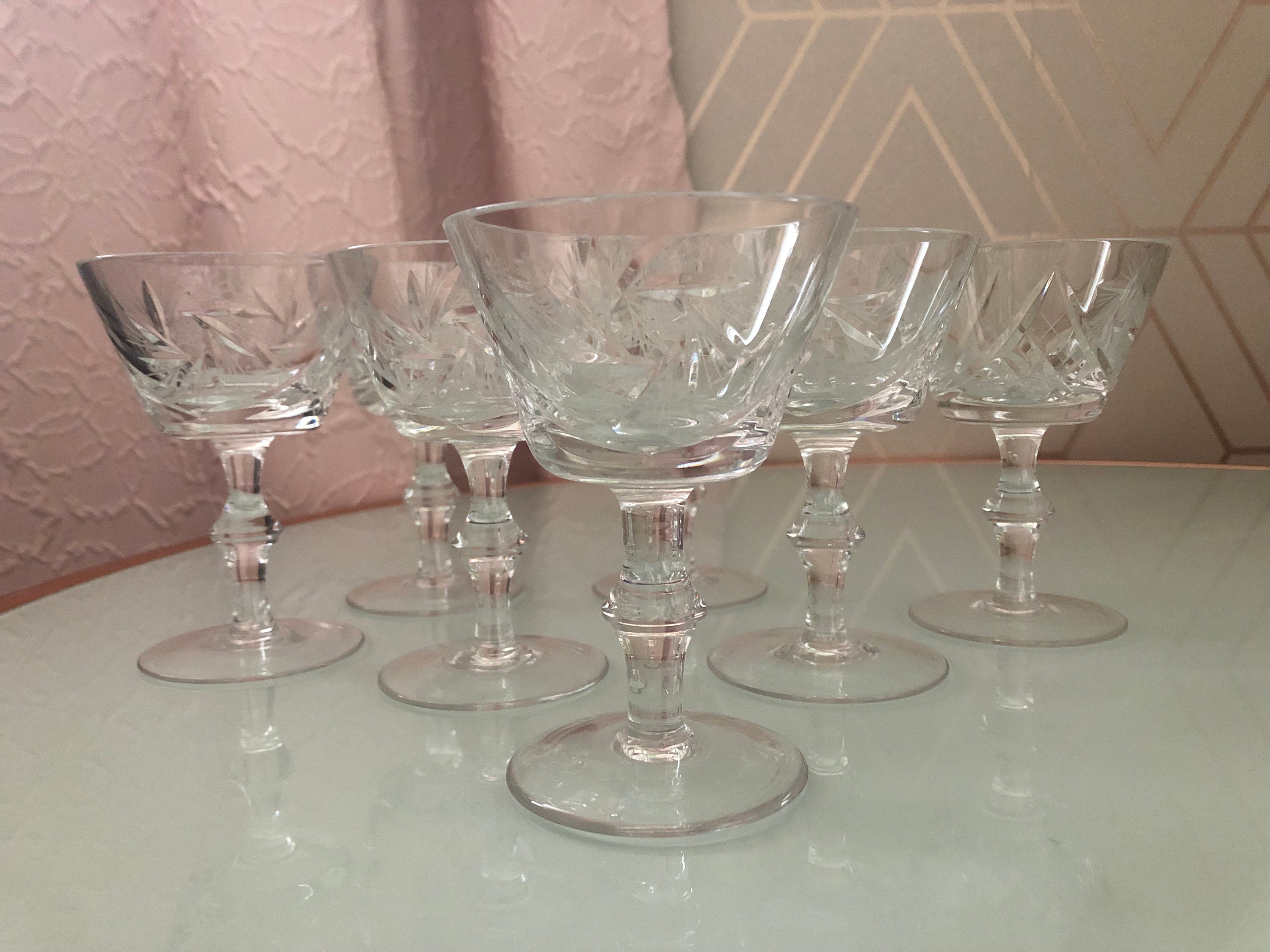 RARE Vintage Cocktail Coupe Martini Wine Glass Pinwheel Sears Set 7 ...