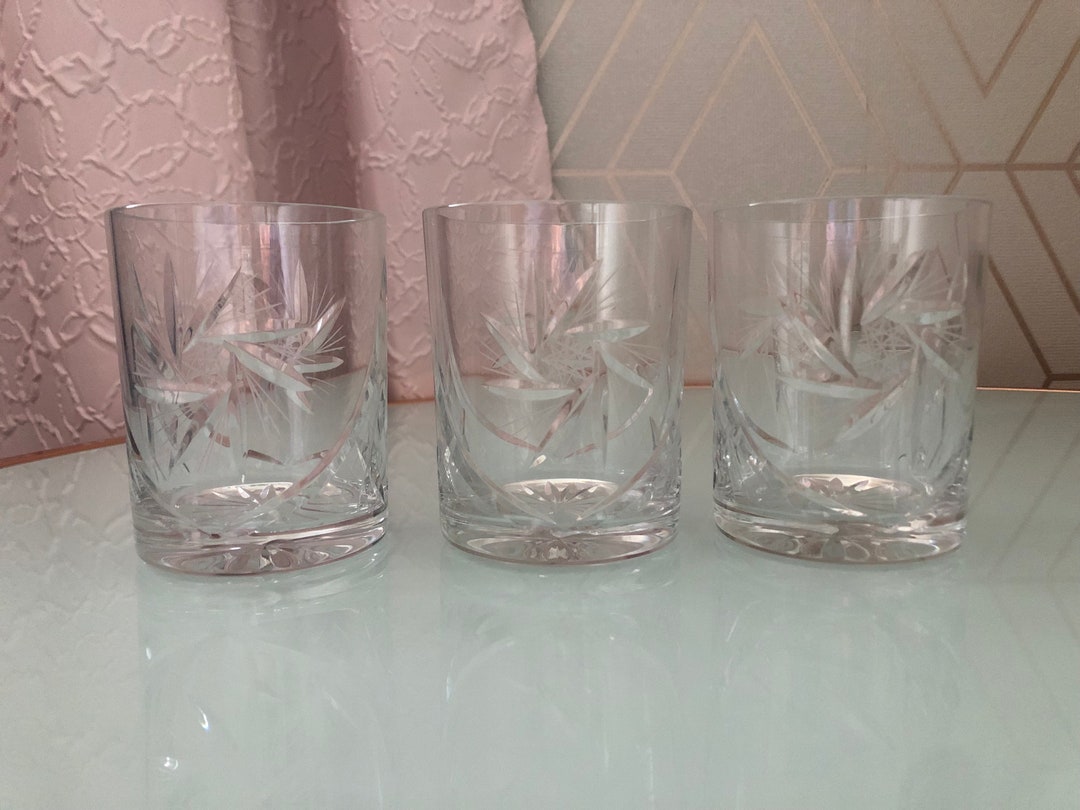 RARE Set of 3 Double Old Fashioned Whiskey Rocks Vintage Pinwheel Sears ...