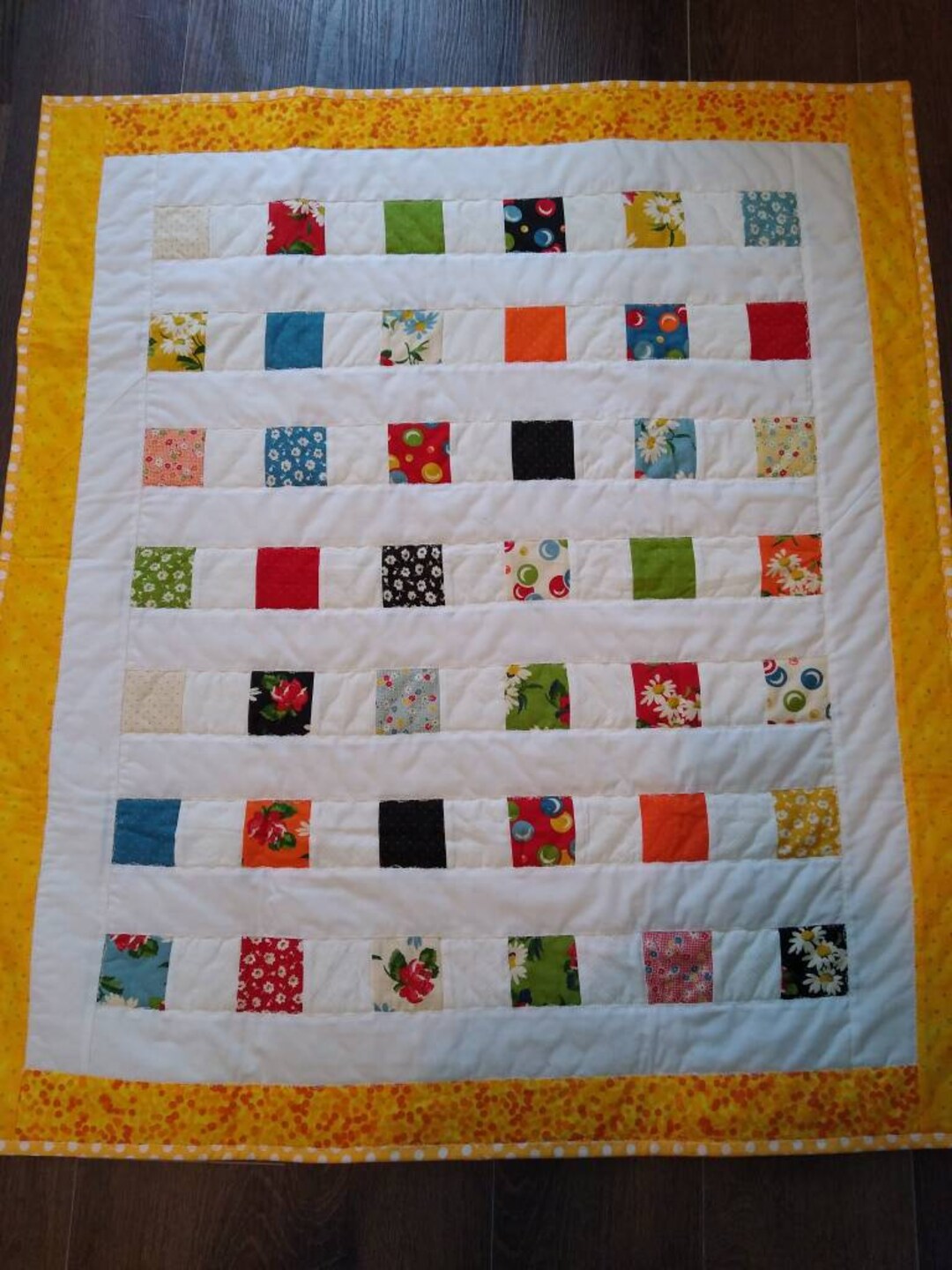 Yellow Checkered Baby Quilt - Etsy