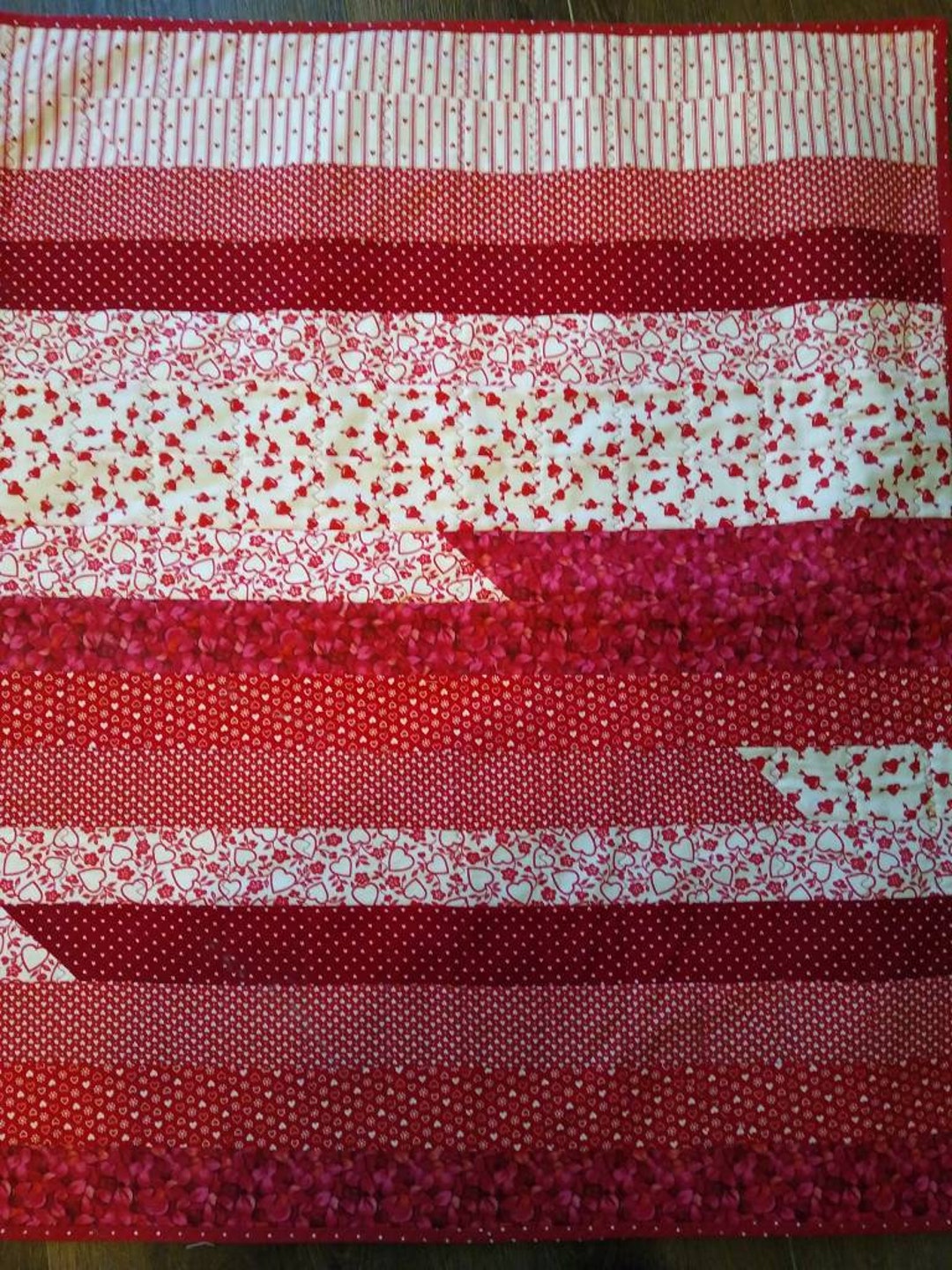Red and White Heart Fabric Table Topper - Etsy