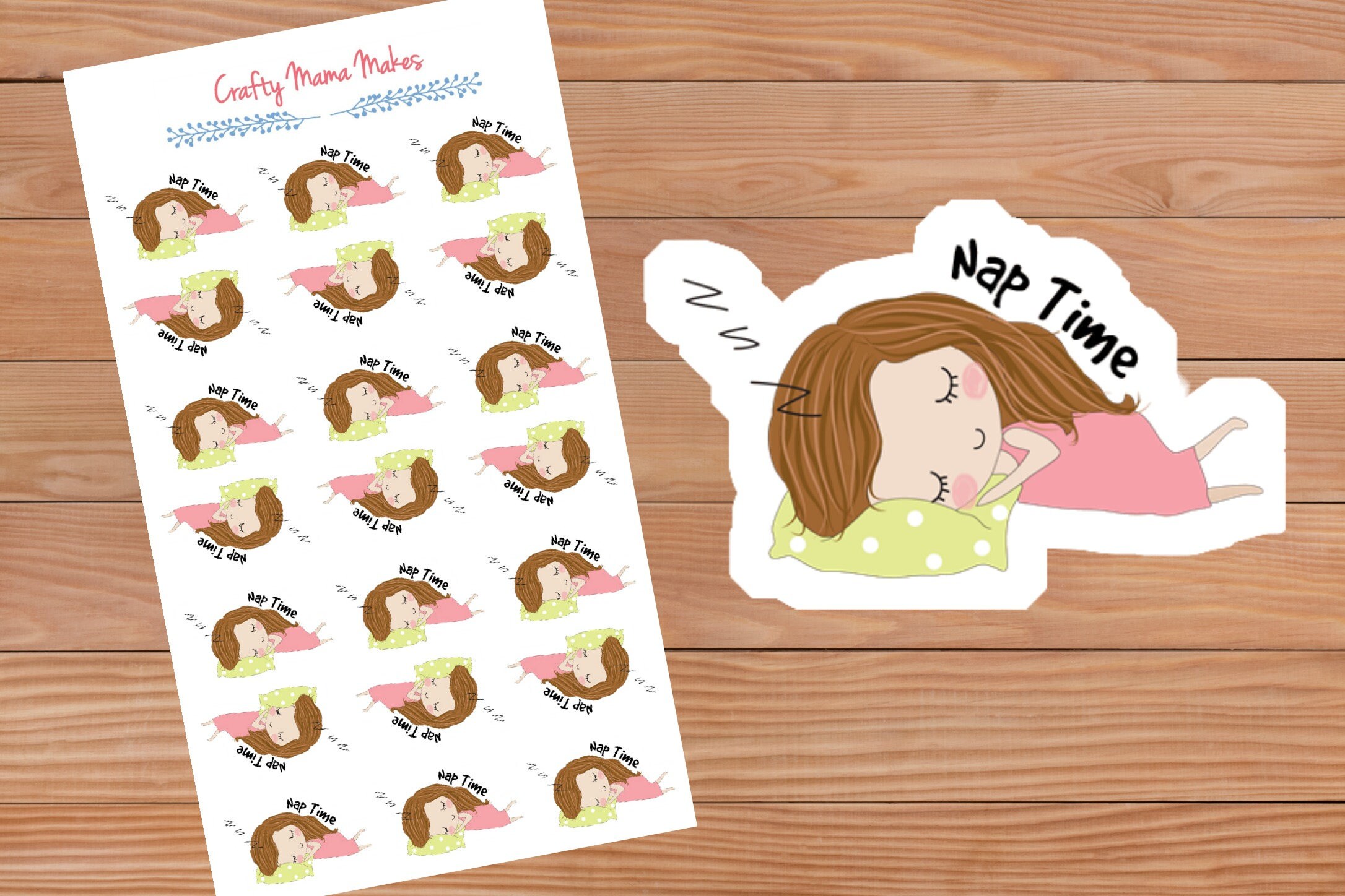 Nap Time planner stickers Cute Girl Sticker Happy | Etsy