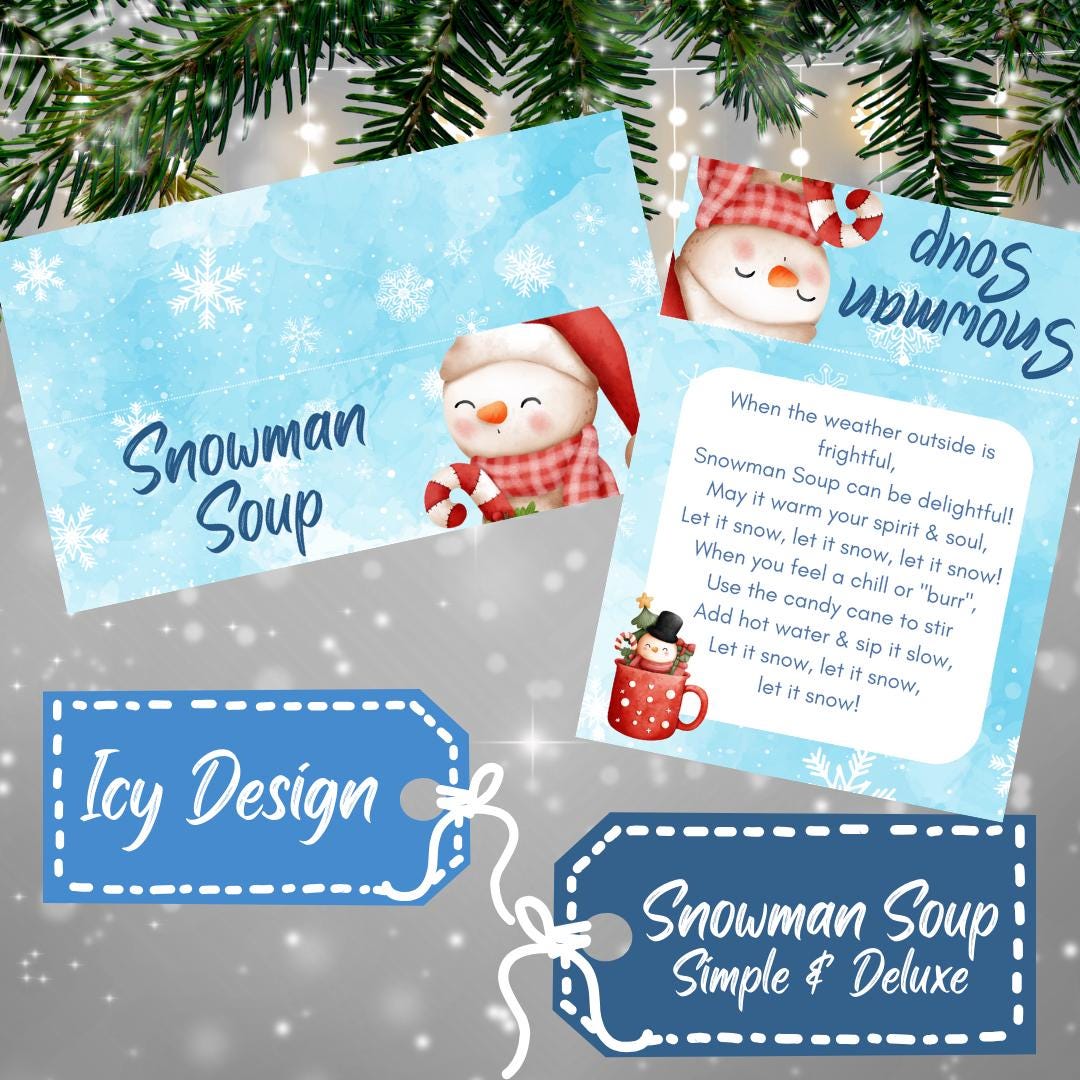 Snowman Soup Bag Labels - Christmas Treat, Elf Props (PDF) - Etsy Australia