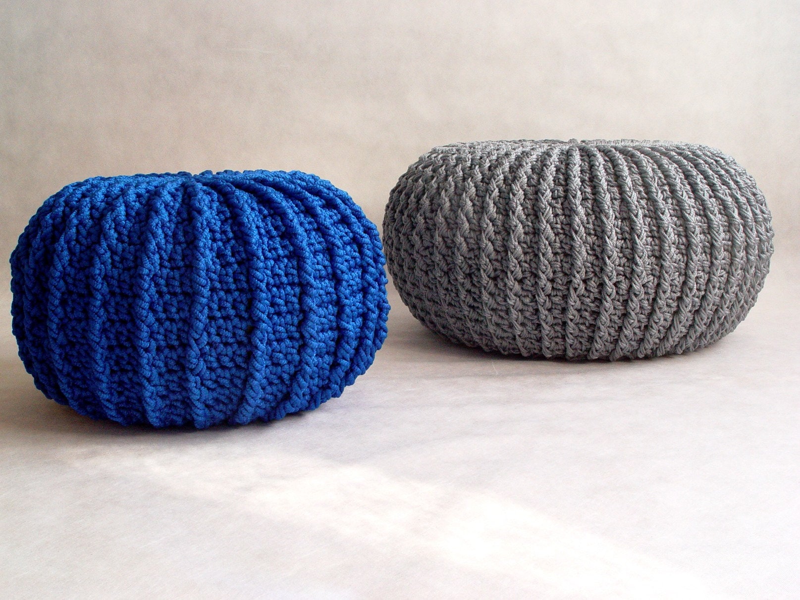 Crochet Pouf, Crochet Footstool, Round Pouf, Knitted Pouf, Knitted ...